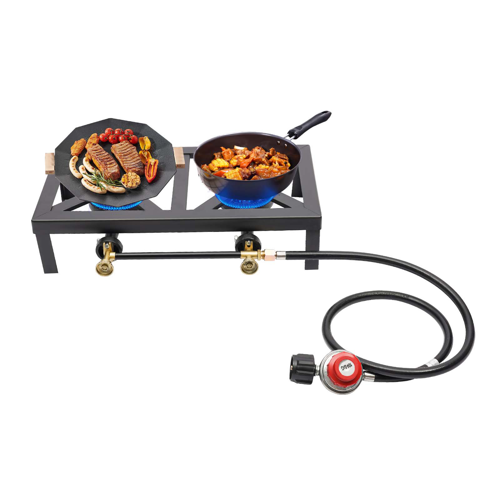 JOYDING 18.9" Portable Double Burner Outdoor Gas Stove Propane Cooker with Regulator & Reviews ...